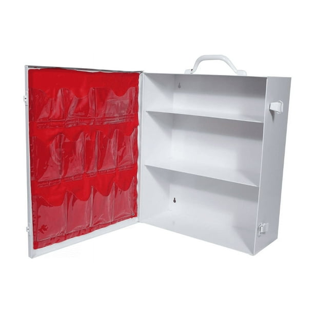 MMBM Empty Three Shelf Metal First Aid Cabinet, Wall Mount, with Door Pouch, White, 1 Piece ...