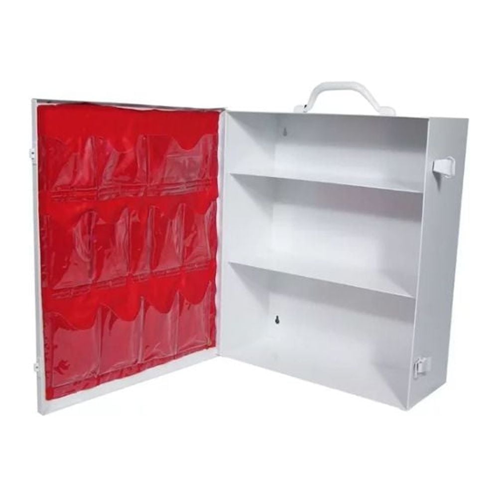Medique Empty Three Shelf Cabinet with Door Pouch First Aid Metal ...