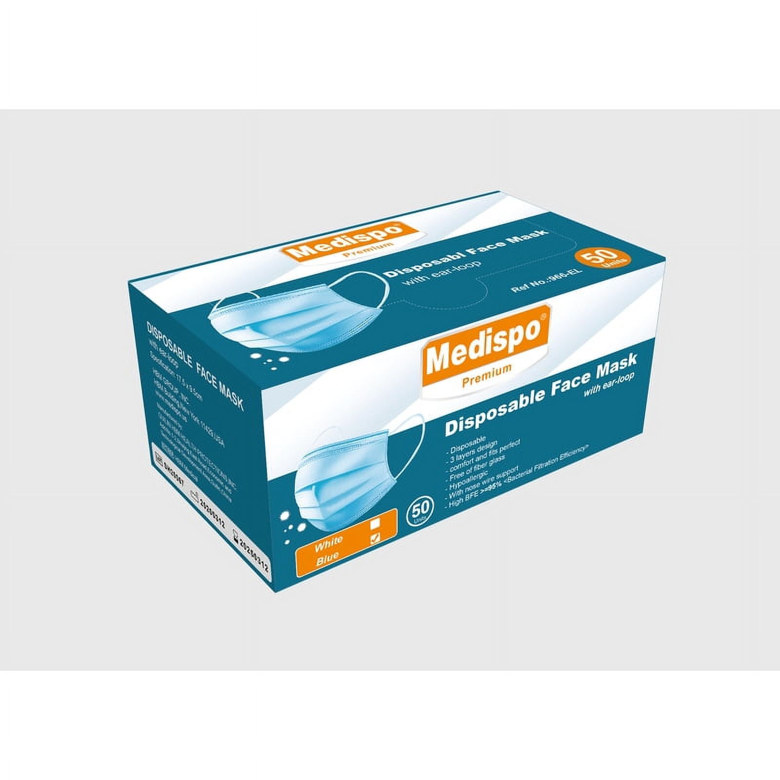 Medispo Disposable Face Mask Blue 50 pk - Walmart.com