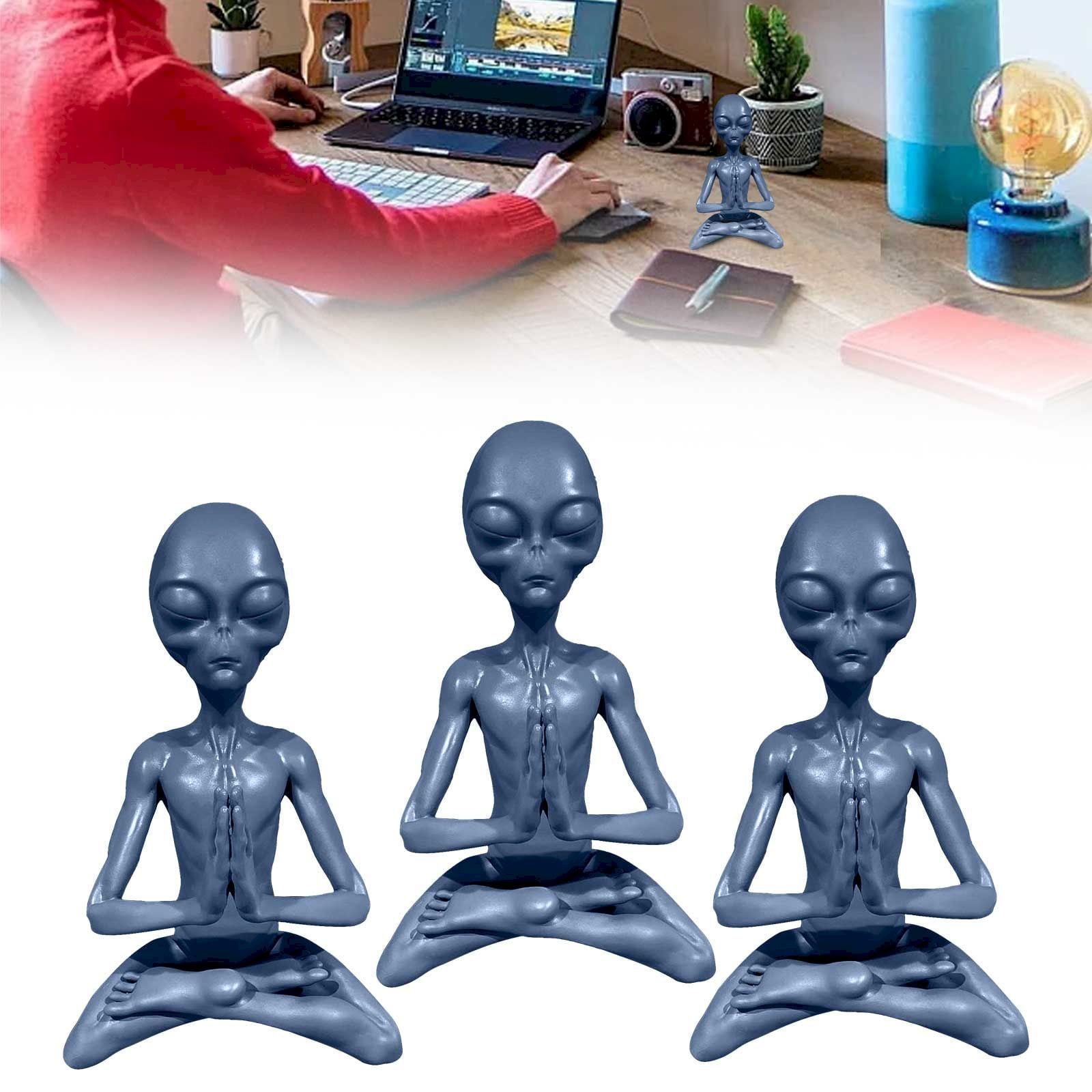 Meditating Alien Garden Sculptures & Statues, Alien Resin Statue ...