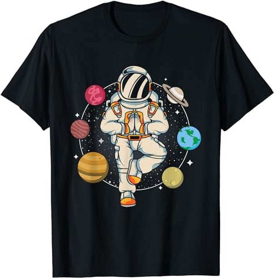 Meditating Astronaut Planets Universe Zen Yoga Astronomy T-Shirt ...