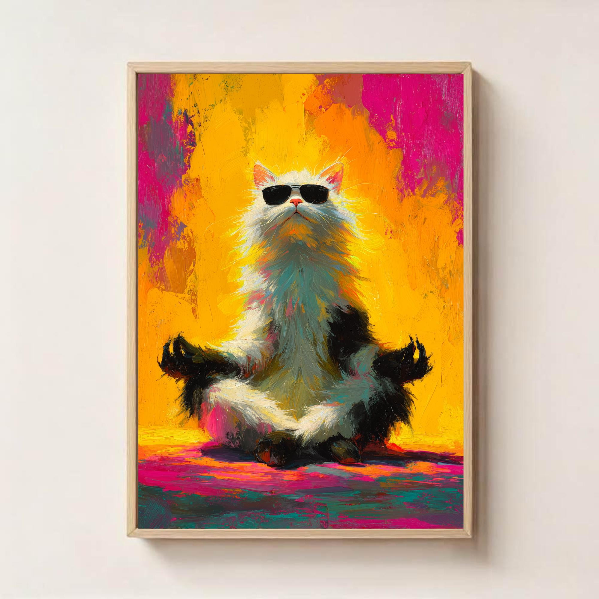 Meditating Cat Wall Art – Cat Poster, Zen Kitty Print, Cool Cat In ...