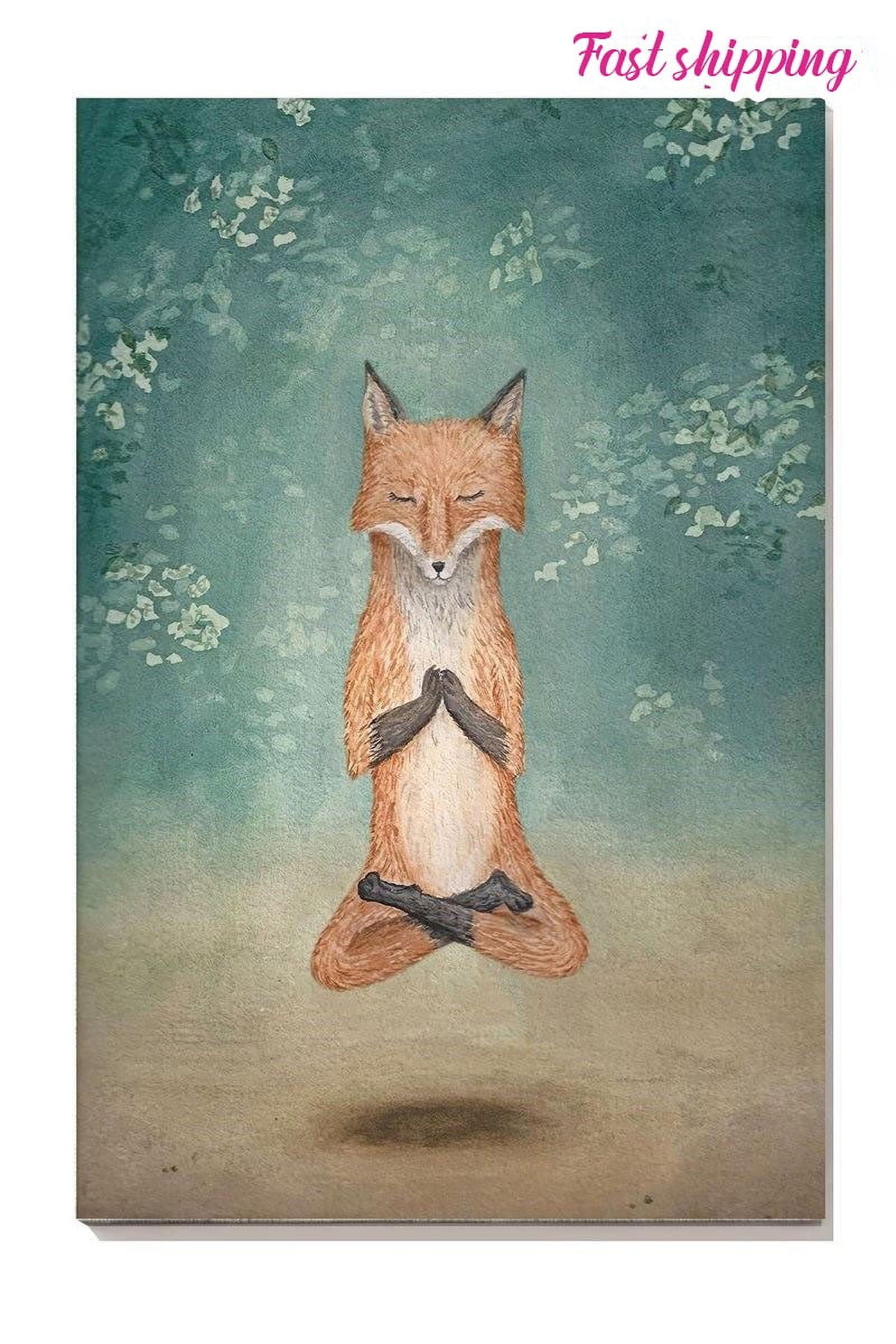 Meditating Fox Namaste Chakra For Yoga Room poster Wall Art Vertical 11 ...