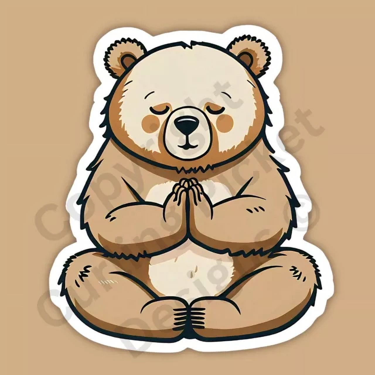 Meditating Grizzly Bear Meditation Yoga Zen Cute Laptop Sticker Phone ...