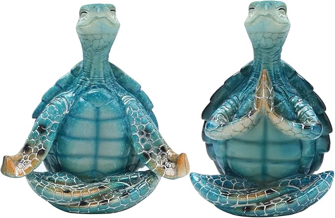 Meditating Turtle Figurine, Sea Turtle Yoga Statue Sea Turtle ...