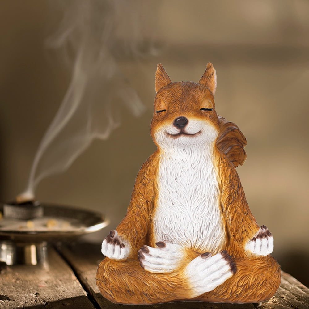 Meditating Zen Yoga Squirrel Garden Decorations Statues Indoor Outdoor ...