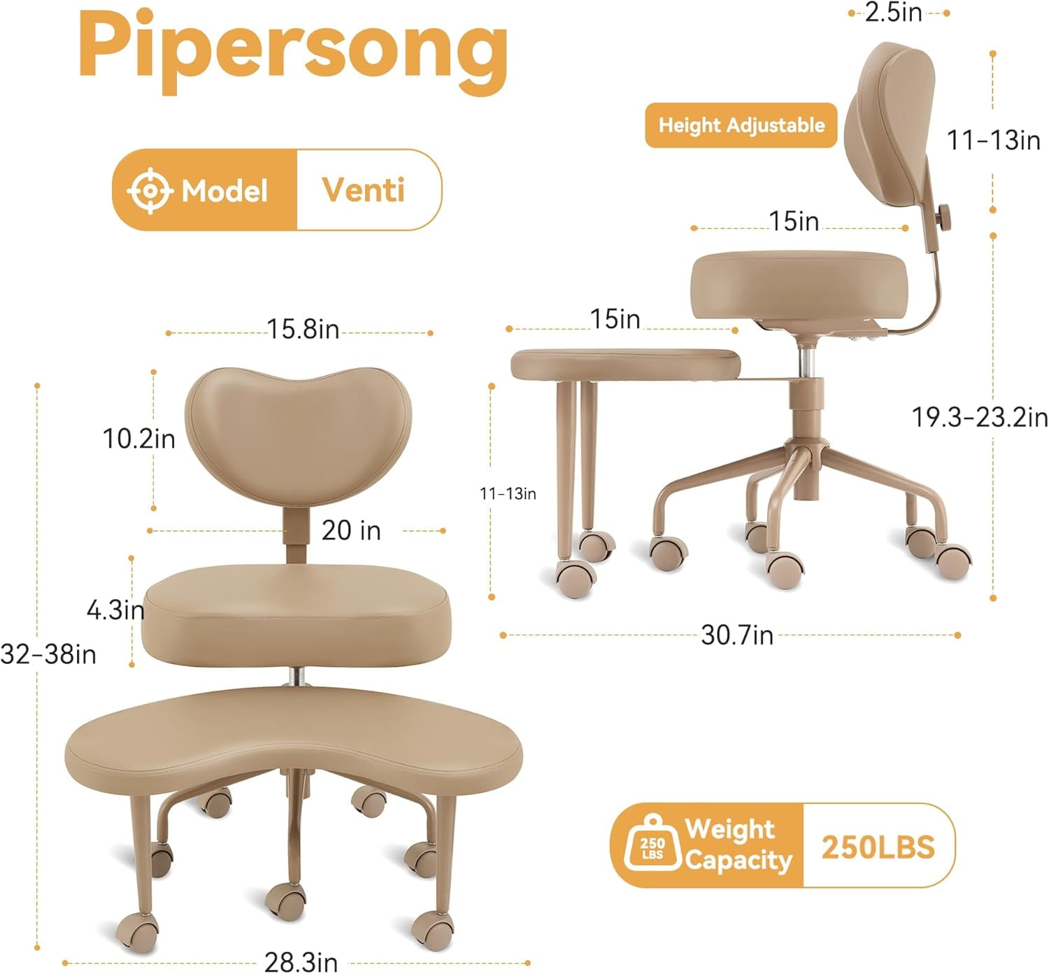 Meditation Chair PRO VENTI - Cross-Legged Chair with Wheels, Height ...