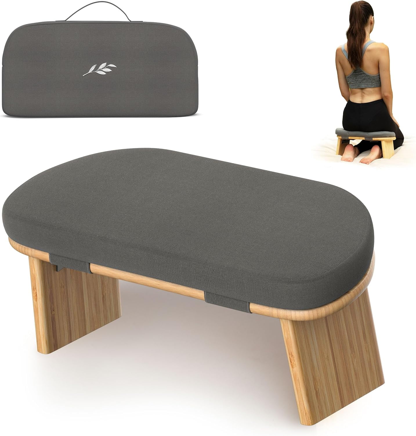 Meditation Chair w/ Extra Thick Cushion - Portable Bamboo Meditation ...
