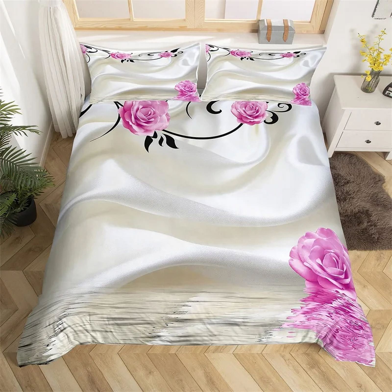 Meditation Duvet Cover Nature Green Bamboo Lotus Flower Bedding Set ...