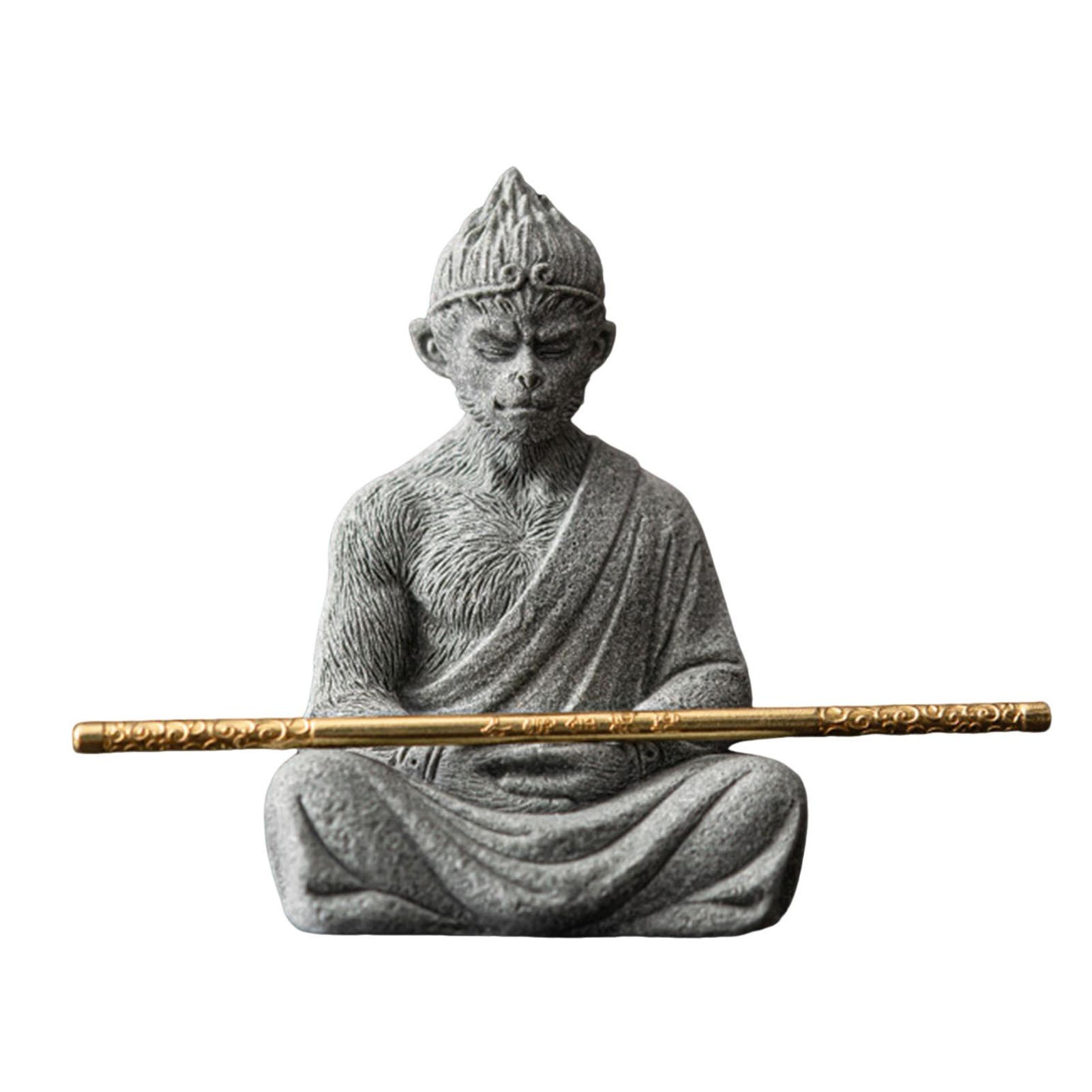 Meditation Monkey King Figurine Carved Sitting Monkey Statue Great ...
