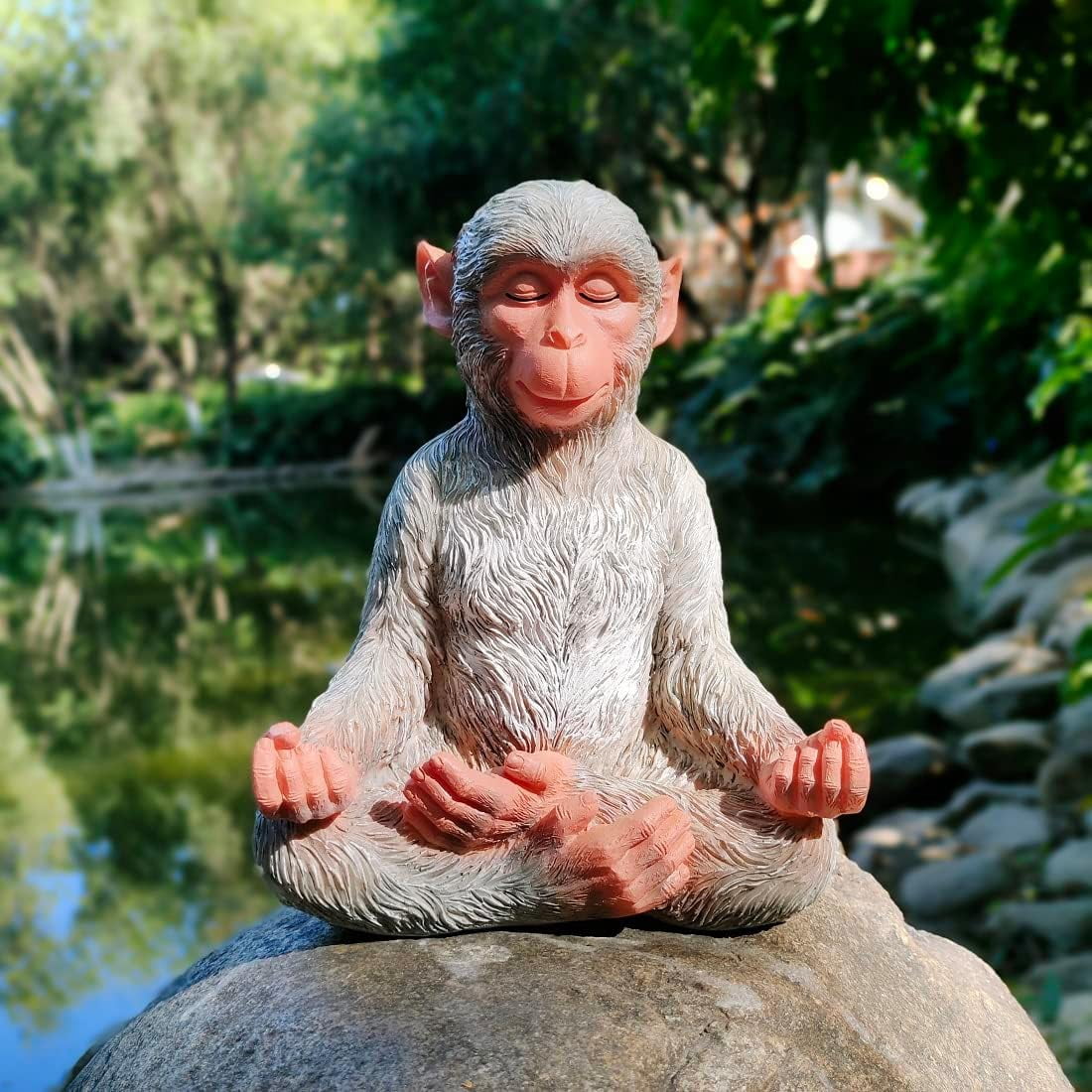 Meditation Monkey Stretching Monkey Statue-Resin Zen Animal Yoga ...