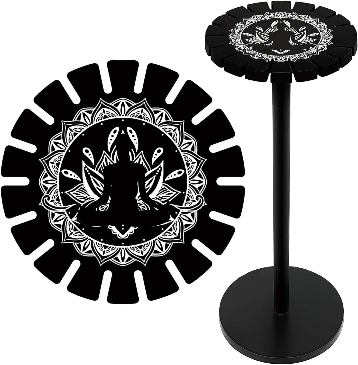 Meditation Pendulum Holder Lotus Divination Dowsing Wheel Black Display ...
