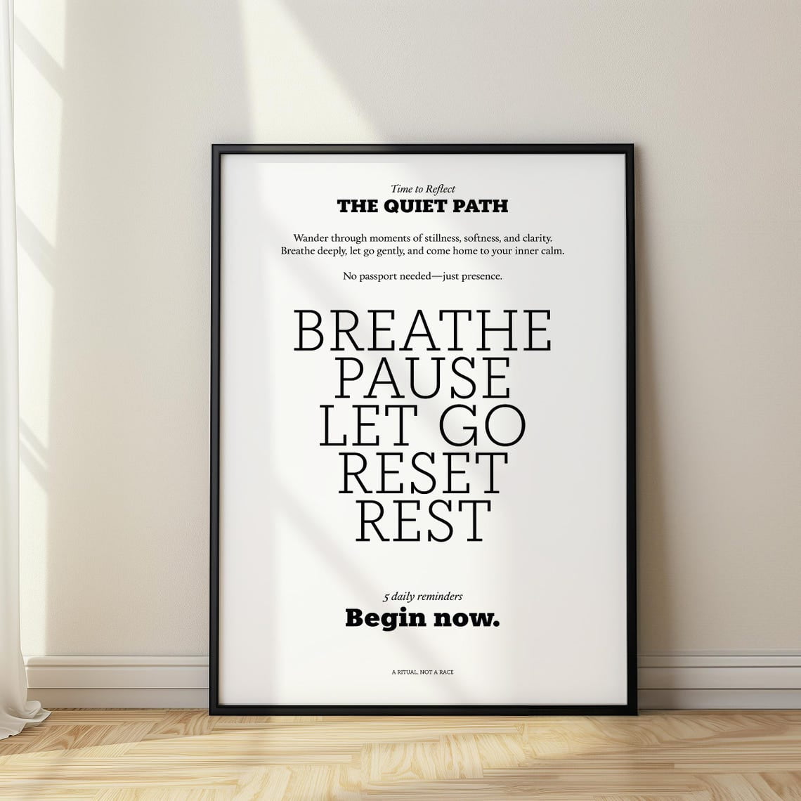 Meditation Poster – Minimalist White Typography Print Featuring The ...
