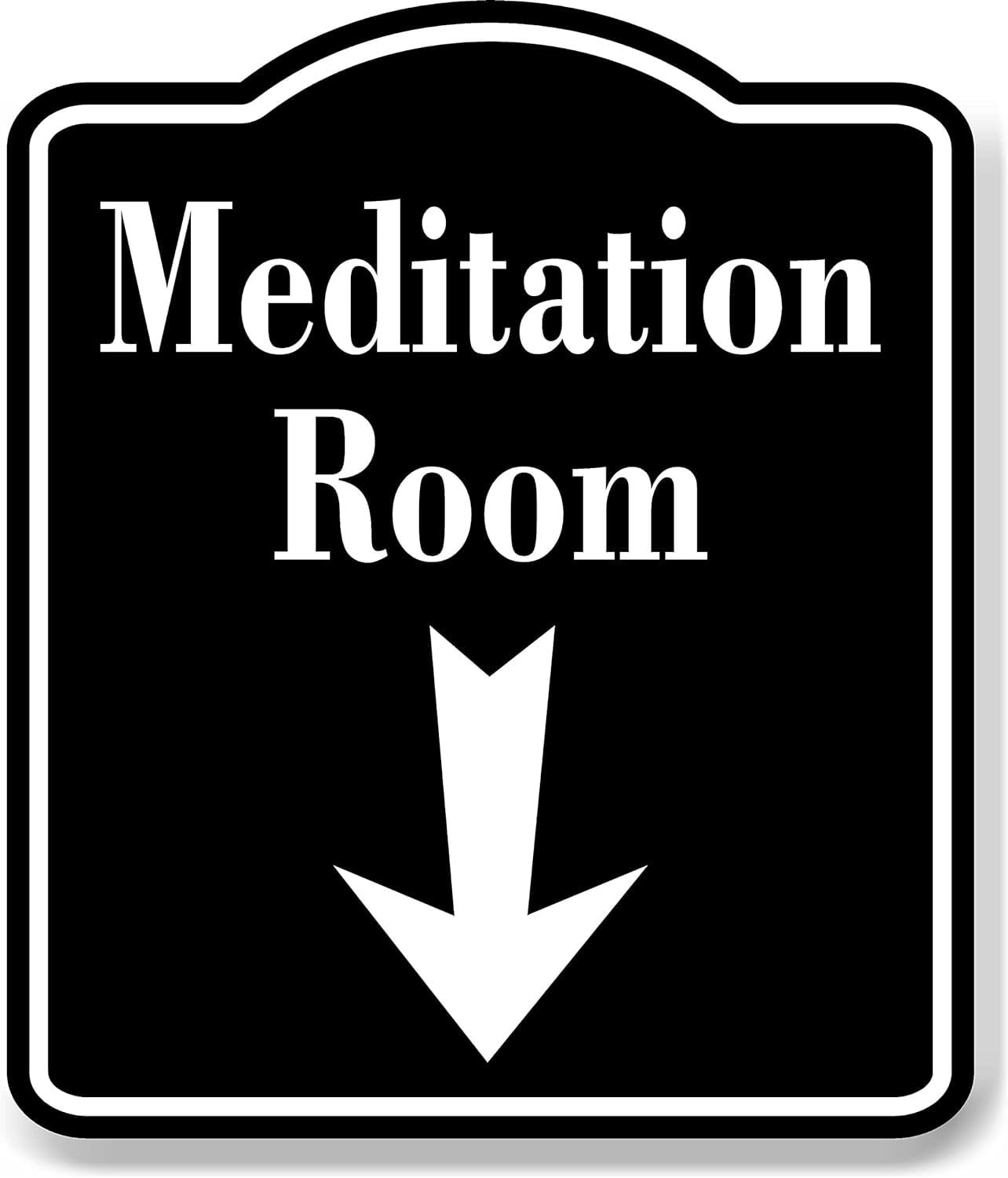 Meditation Room Down Arrow BLACK Aluminum Composite Sign, 8.5"x10 ...