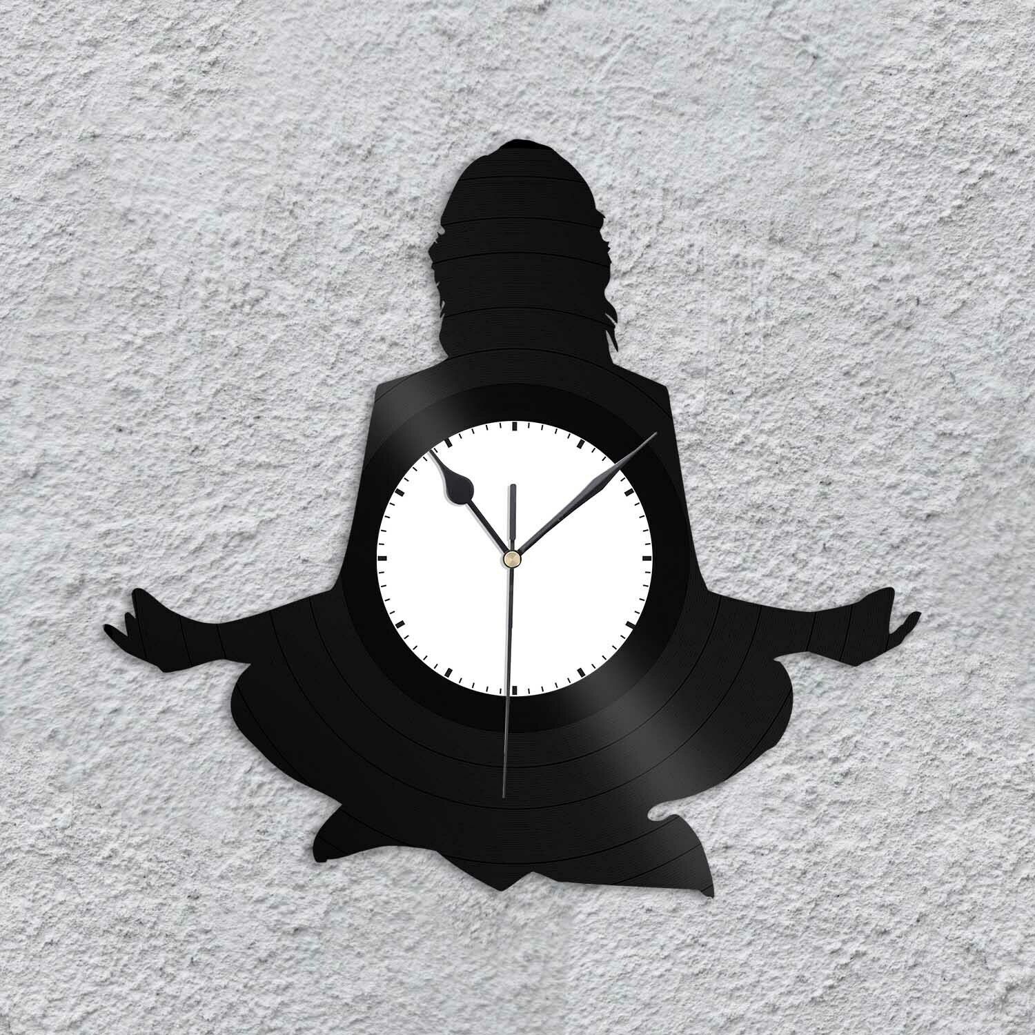 Meditation Silhouette Vinyl Wall Clock Souvenir Gift for Friends Home ...
