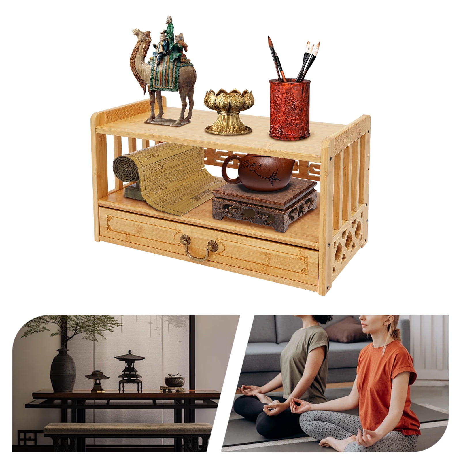Meditation Storage Table, Altar Table with Drawer, Desktop Organizer ...