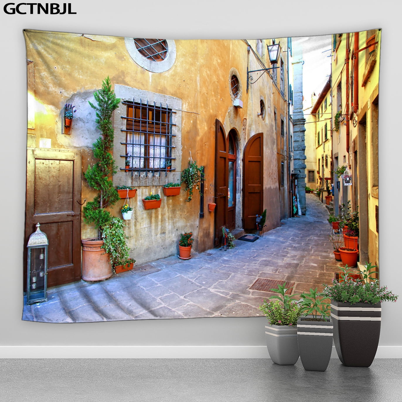 Mediterranean Ancient City Street Landscape Tapestry Wall Mounted ...
