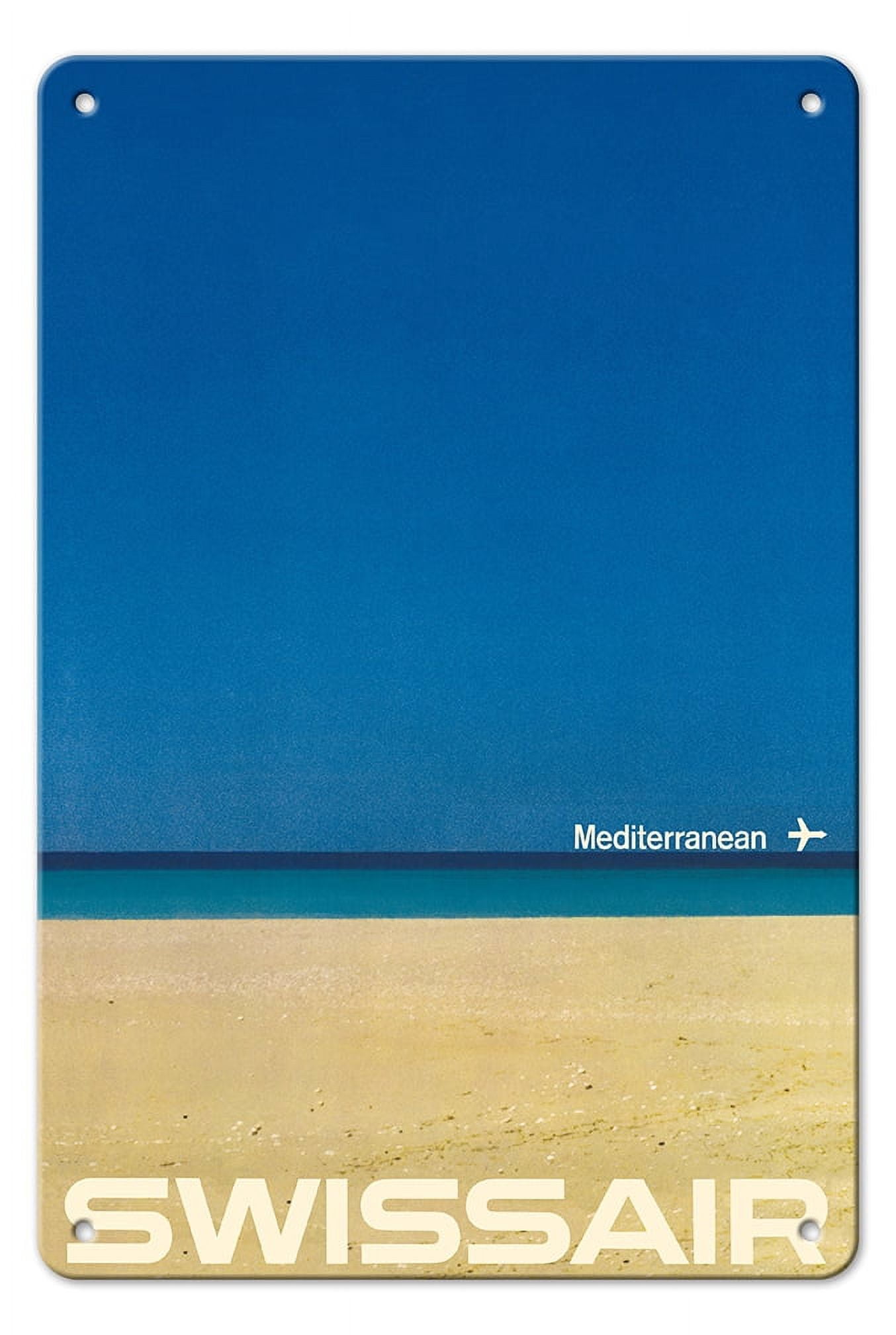 Mediterranean - Beach Horizon - Swissair - Vintage Travel Poster by ...