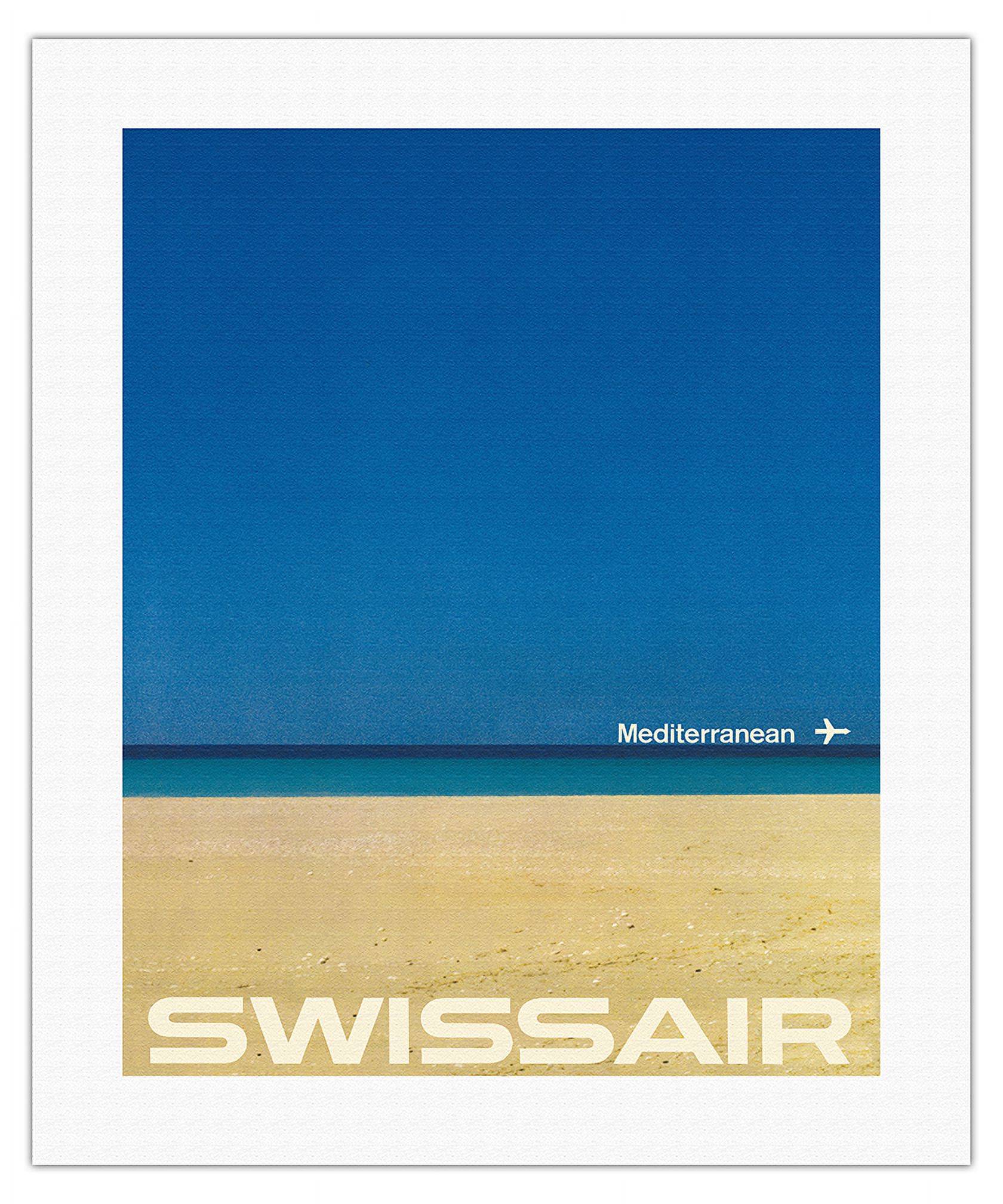 Mediterranean - Beach Horizon - Swissair - Vintage Travel Poster by ...
