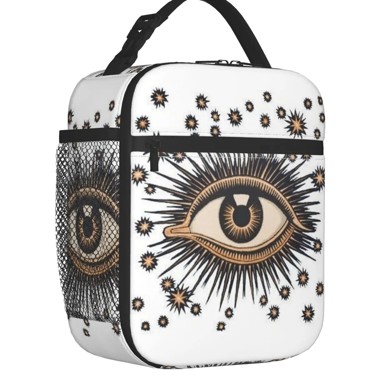 Mediterranean Blue Gold Evil Eye Thermal Insulated Lunch Bag Hamsa ...