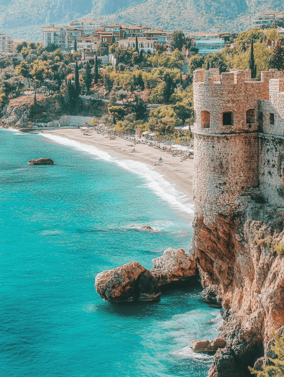 Mediterranean Coastal Castle Canvas Print/Wall Art， Perfect for Living ...