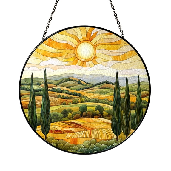 Mediterranean Countryside Inspired Stained Glass Style Suncatcher ...