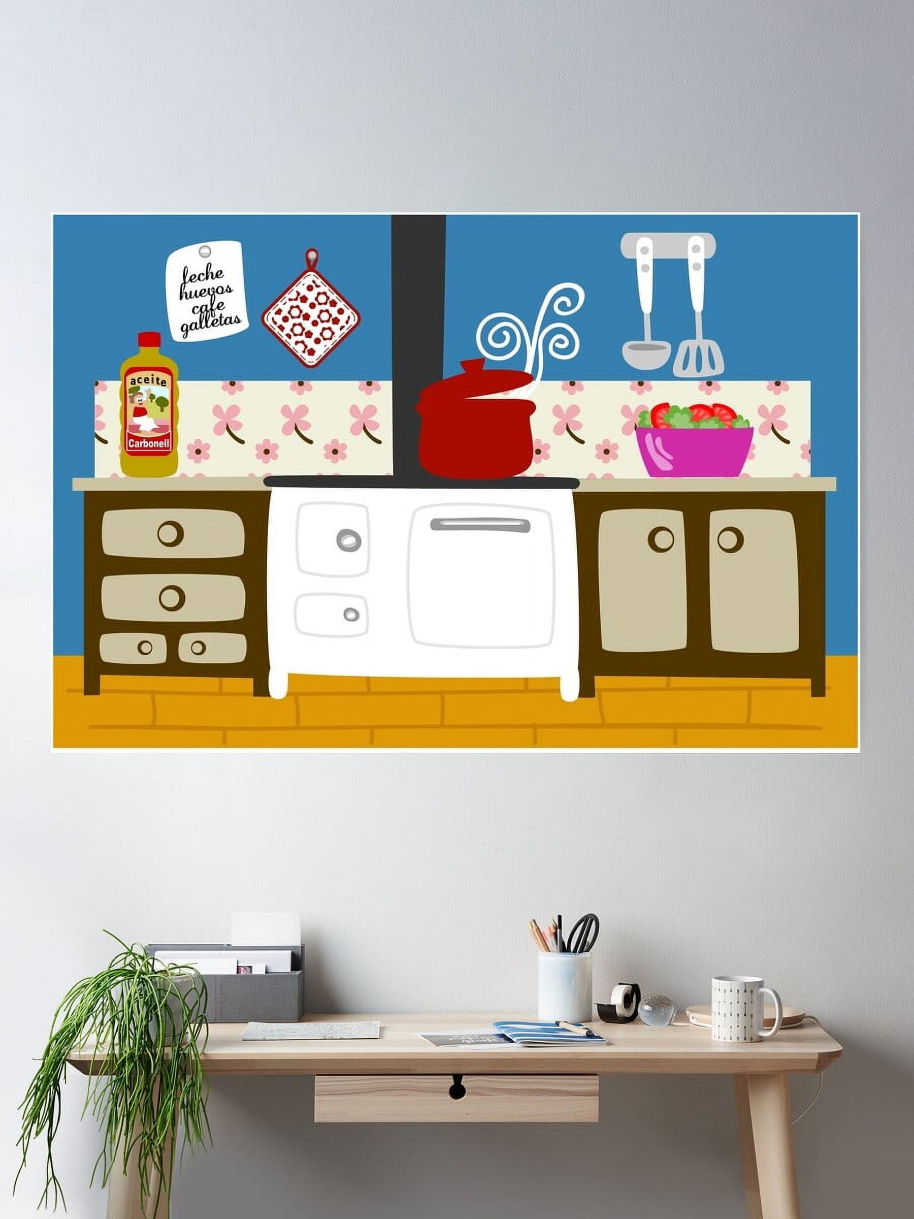 Mediterranean Kitchen Poster Wall Art, Modern Wall Decor For Living ...