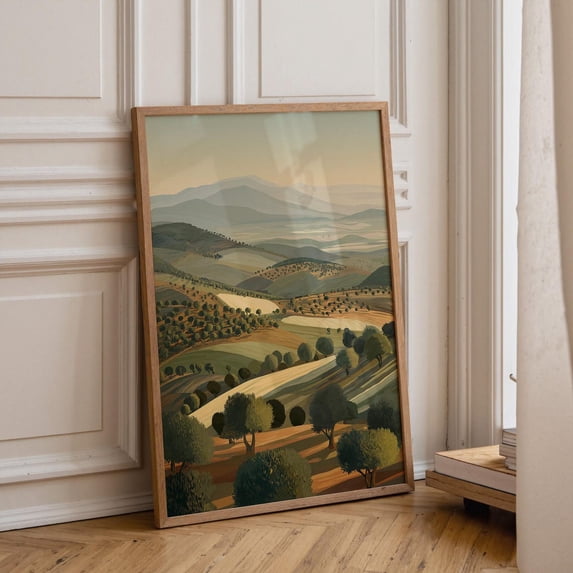 Mediterranean Landscape Olive Tree Hills Spanish Countryside Décor ...