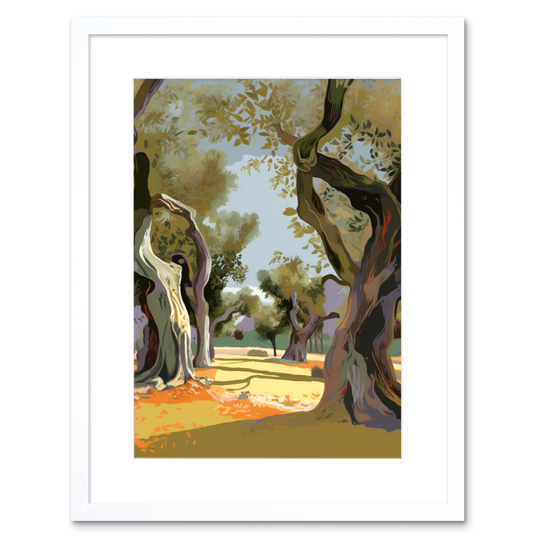 Mediterranean Landscape of an Olive Tree Grove Artwork Framed Wall Art ...