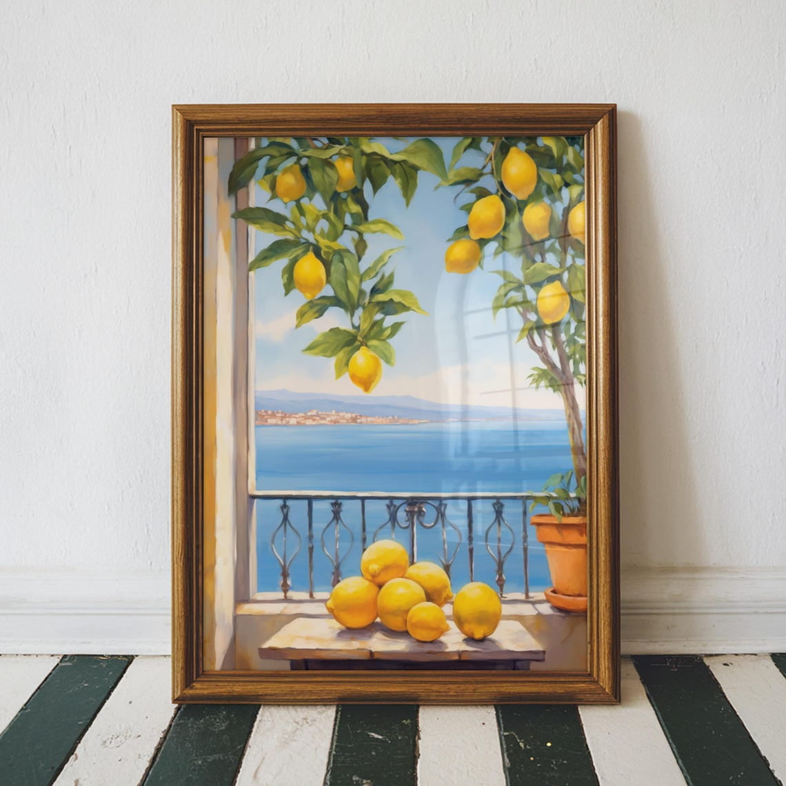 Mediterranean Lemon Tree or Coastal Seaside Art Italian, Unframed ...