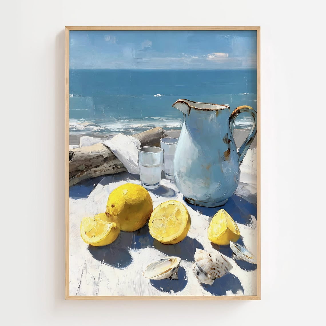 Mediterranean Lemon Wall Art, Coastal Kitchen Print, Seaside Still Life ...