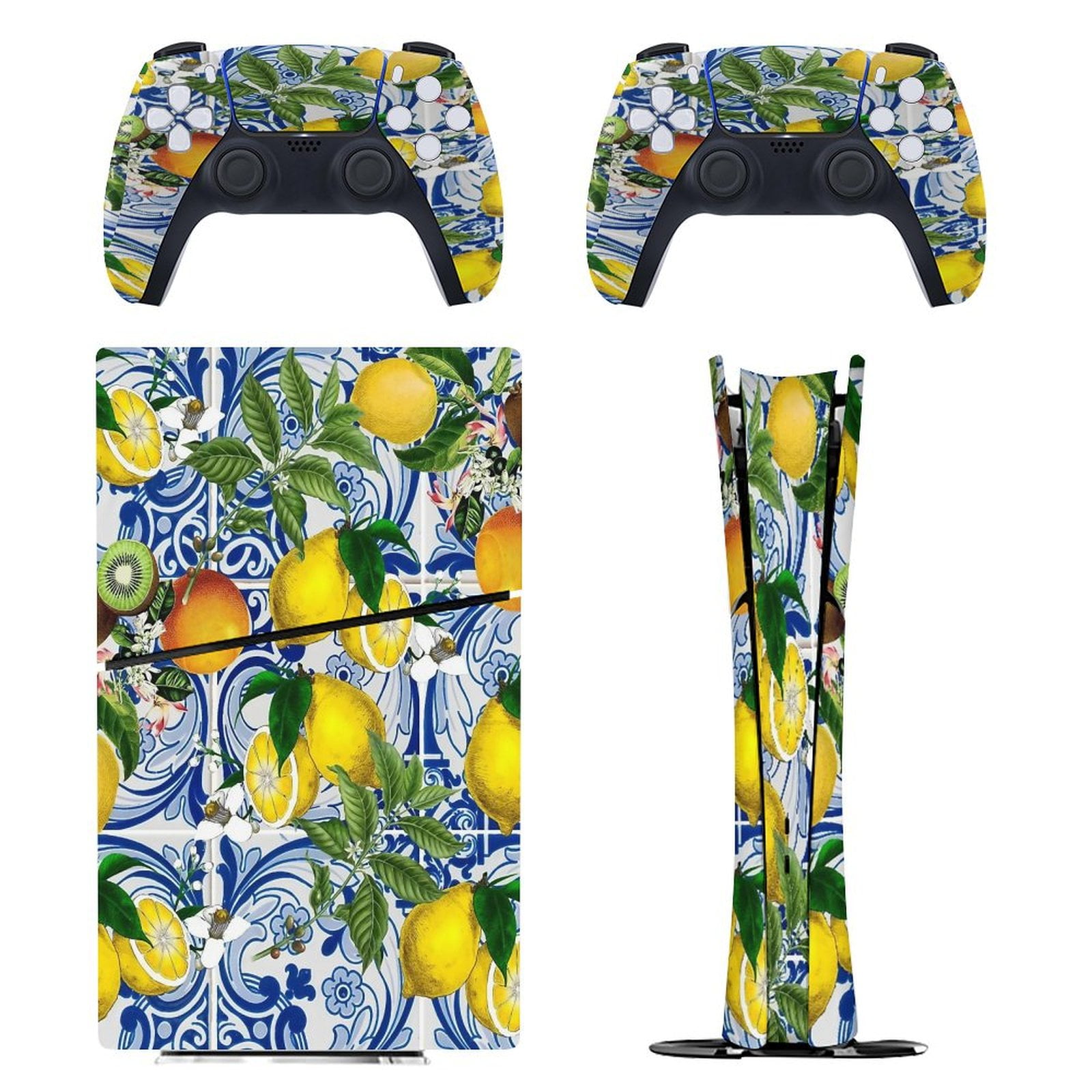 Mediterranean Lemon on Blue Ceramic Tiles PS5/PS5 Pro/PS5 Slim Digital ...