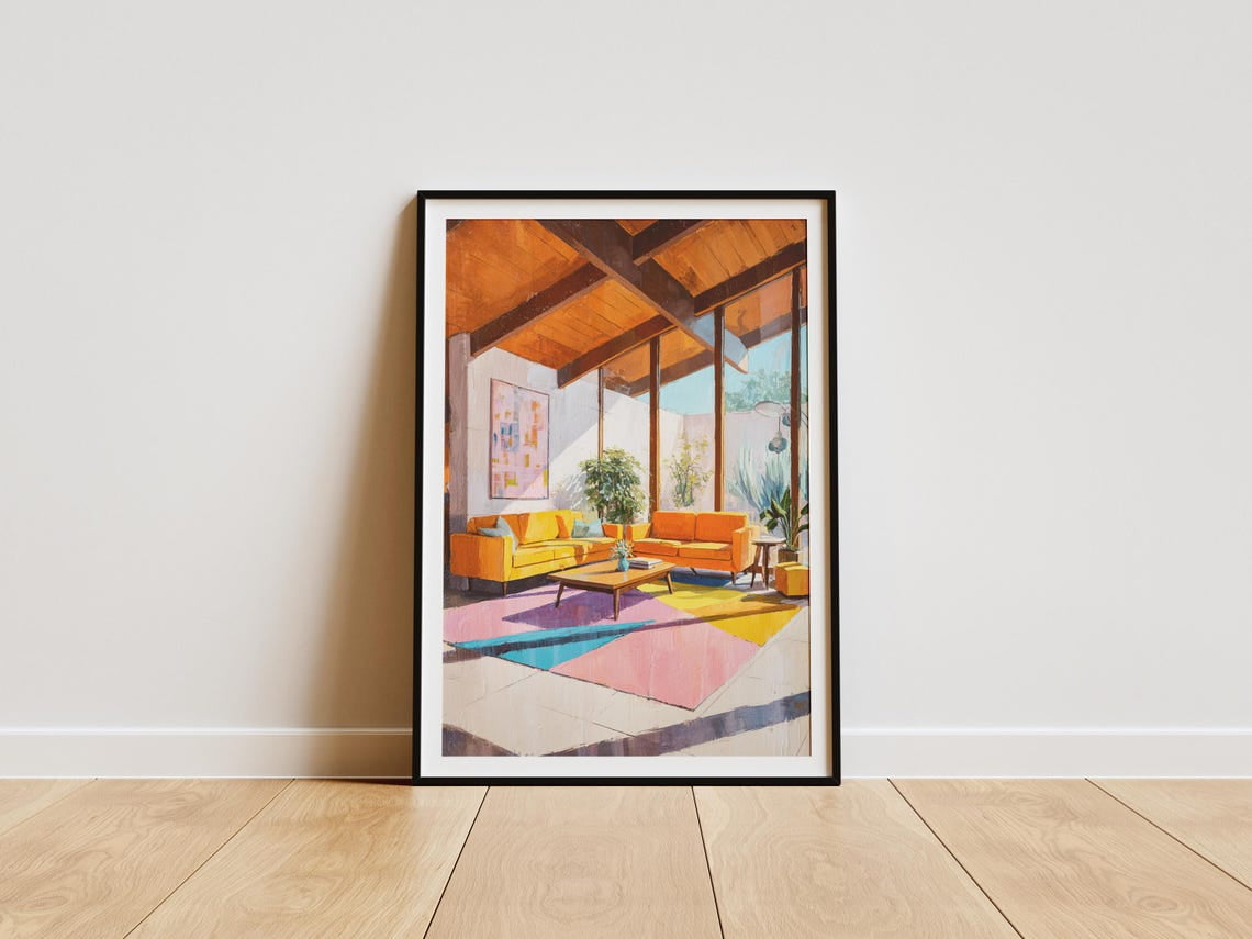 Mediterranean Lobby Print, Rustic Arched Window Scene With Chair ...