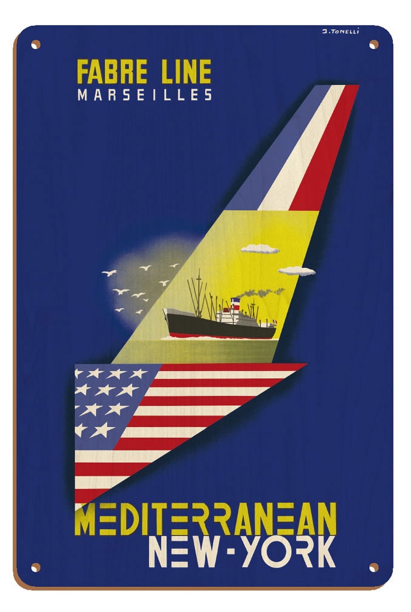 Mediterranean New York - Fabre Line Marseilles - Vintage Ocean Liner ...