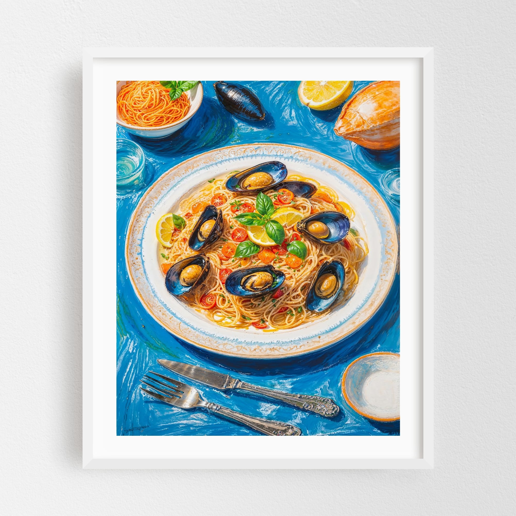 Mediterranean Pasta Wall Art Print — Italian Food Kitchen Poster ...