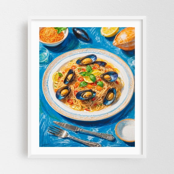 Mediterranean Pasta Wall Art Print — Italian Food Kitchen Poster ...