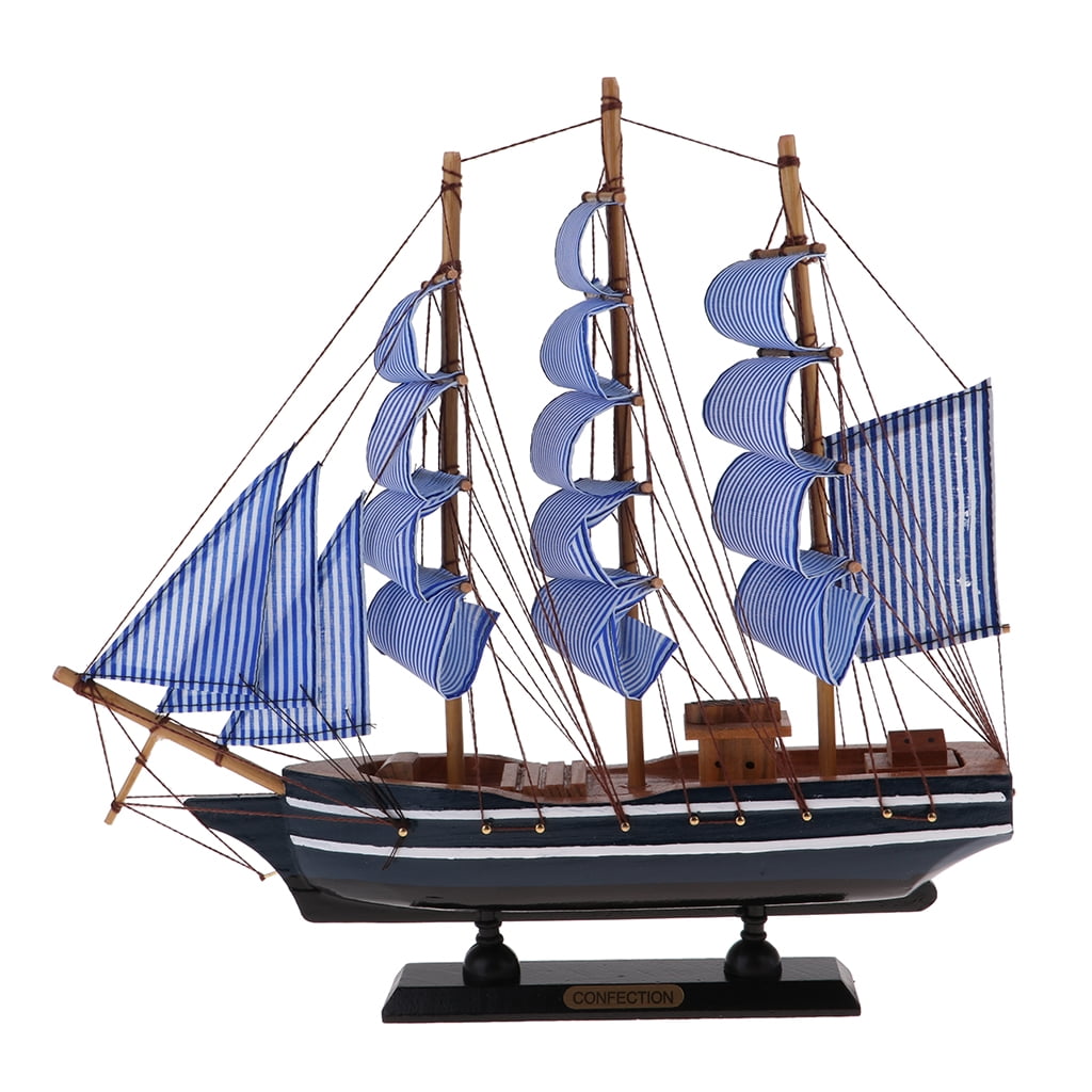 Mediterranean Pirate Ship Sailboat Wood Model Decorative Nautical Decor ...