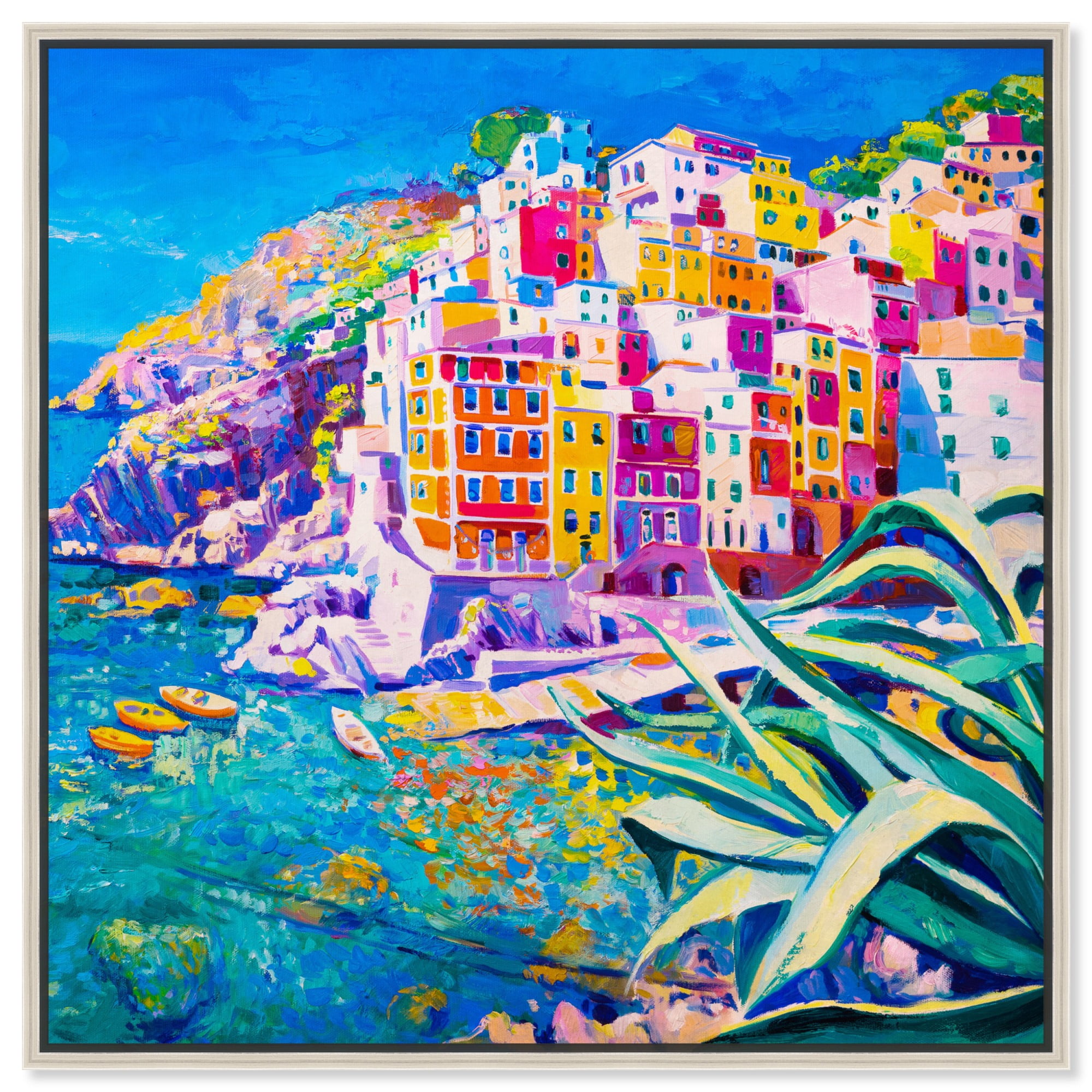 Mediterranean Sea Coast Canvas Boho Maximalist Wall Art by Art Remedy ...