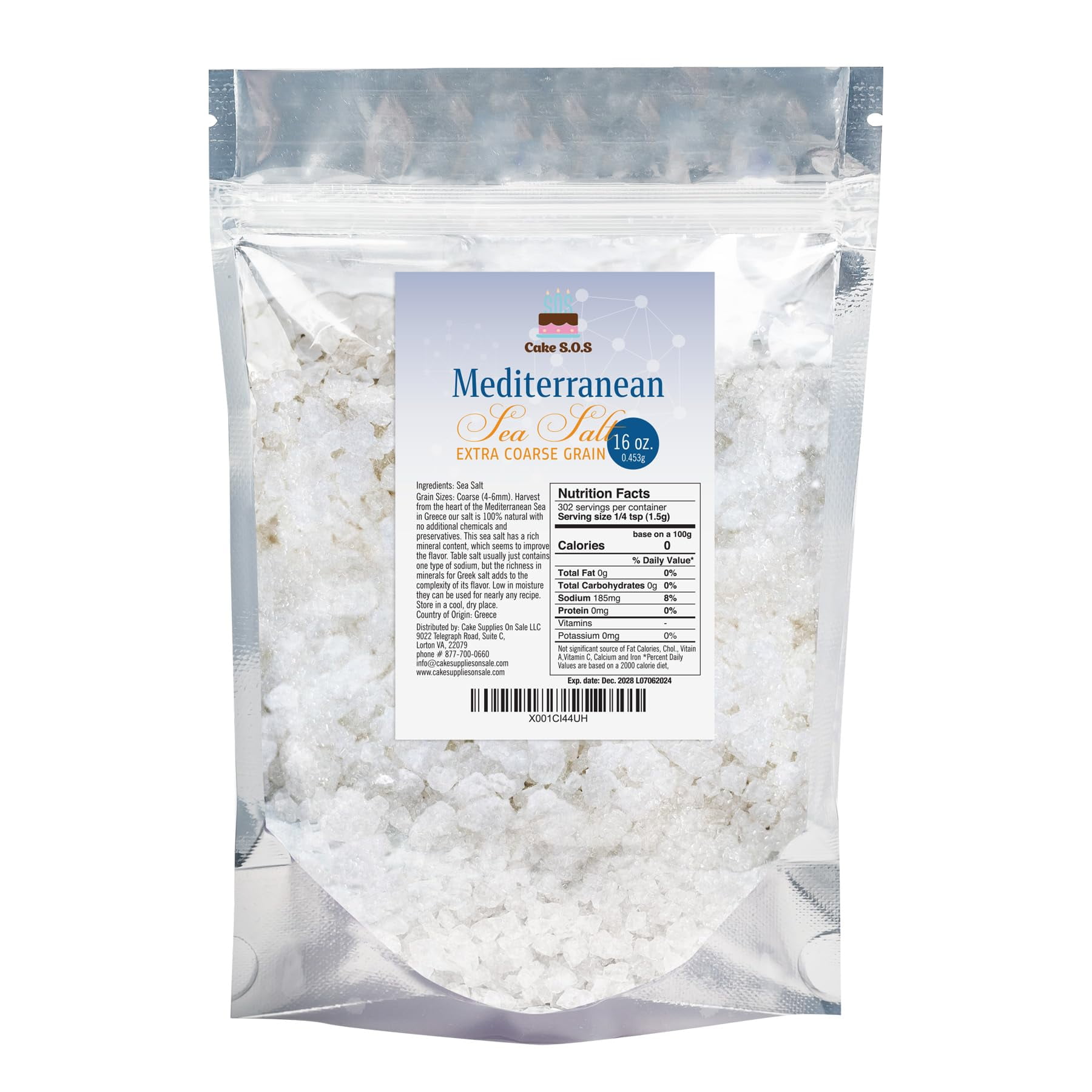 Mediterranean Sea Salt for MFF30 Grinder Refill, Extra Coarse Grain (1 ...