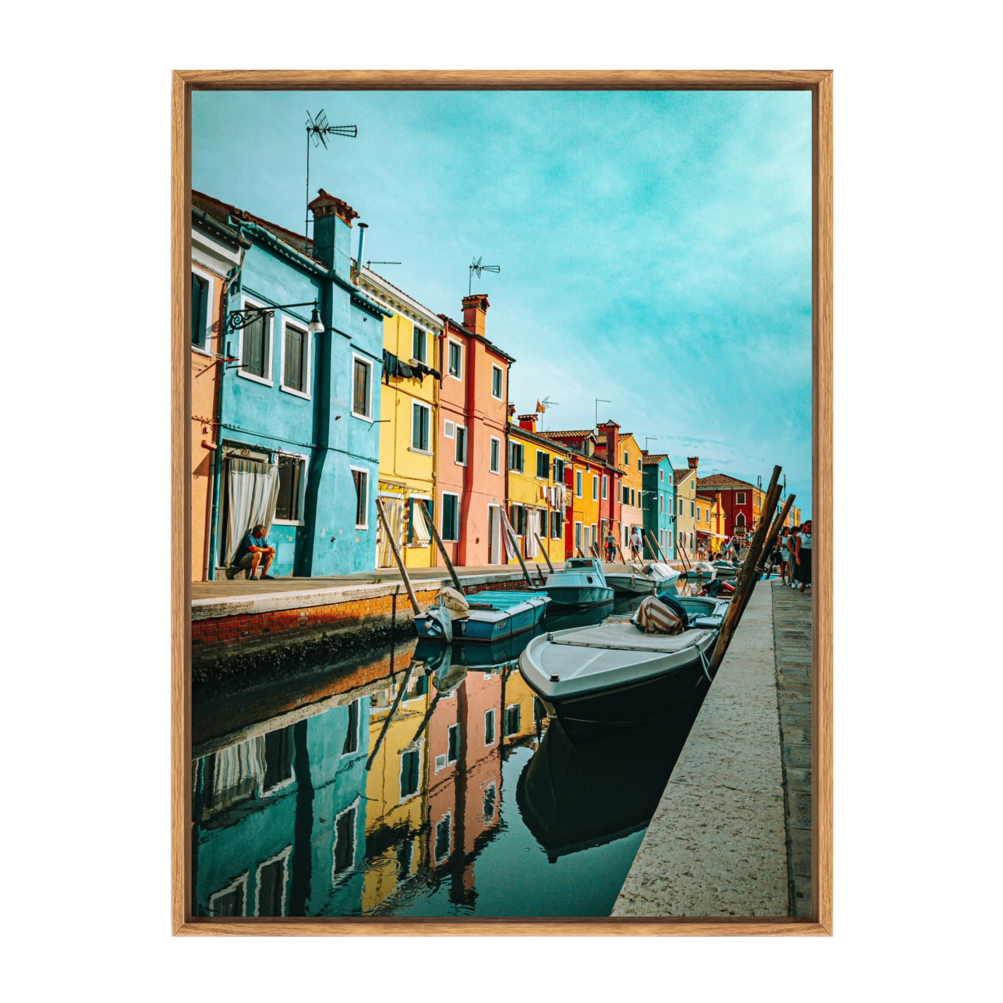 Mediterranean Seaside Village Style Scenery Art,Italian Burano Island ...