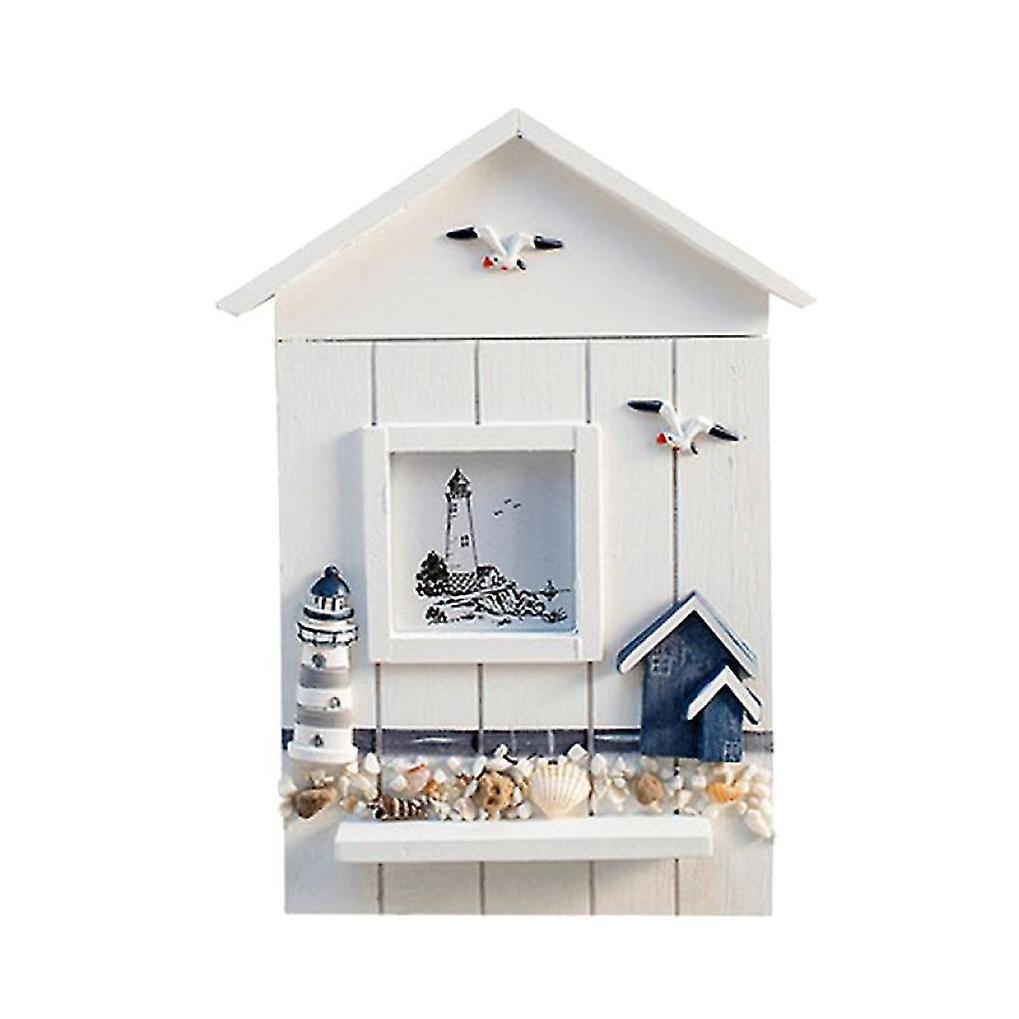 Mediterranean Style Key Cabinet Wood Nautical Style Wall Mounted Wooden ...