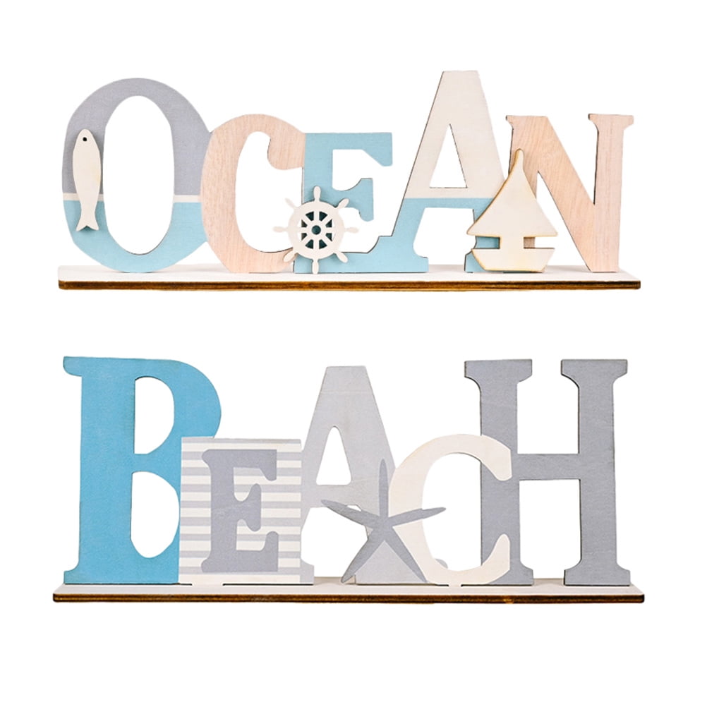 Mediterranean Style Wooden Beach Sign, 2PCS Mediterranean Style Wooden ...