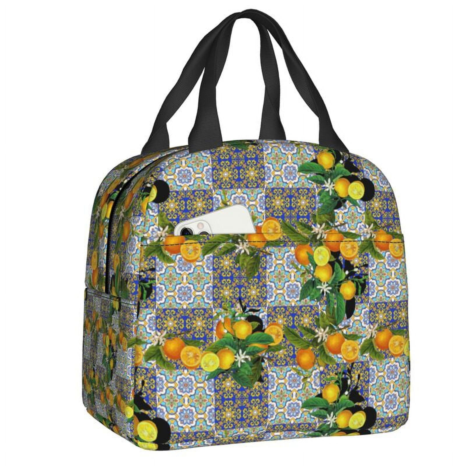 Mediterranean Summer Fruit Lemons Tiles Lunch Bag Portable Cooler ...