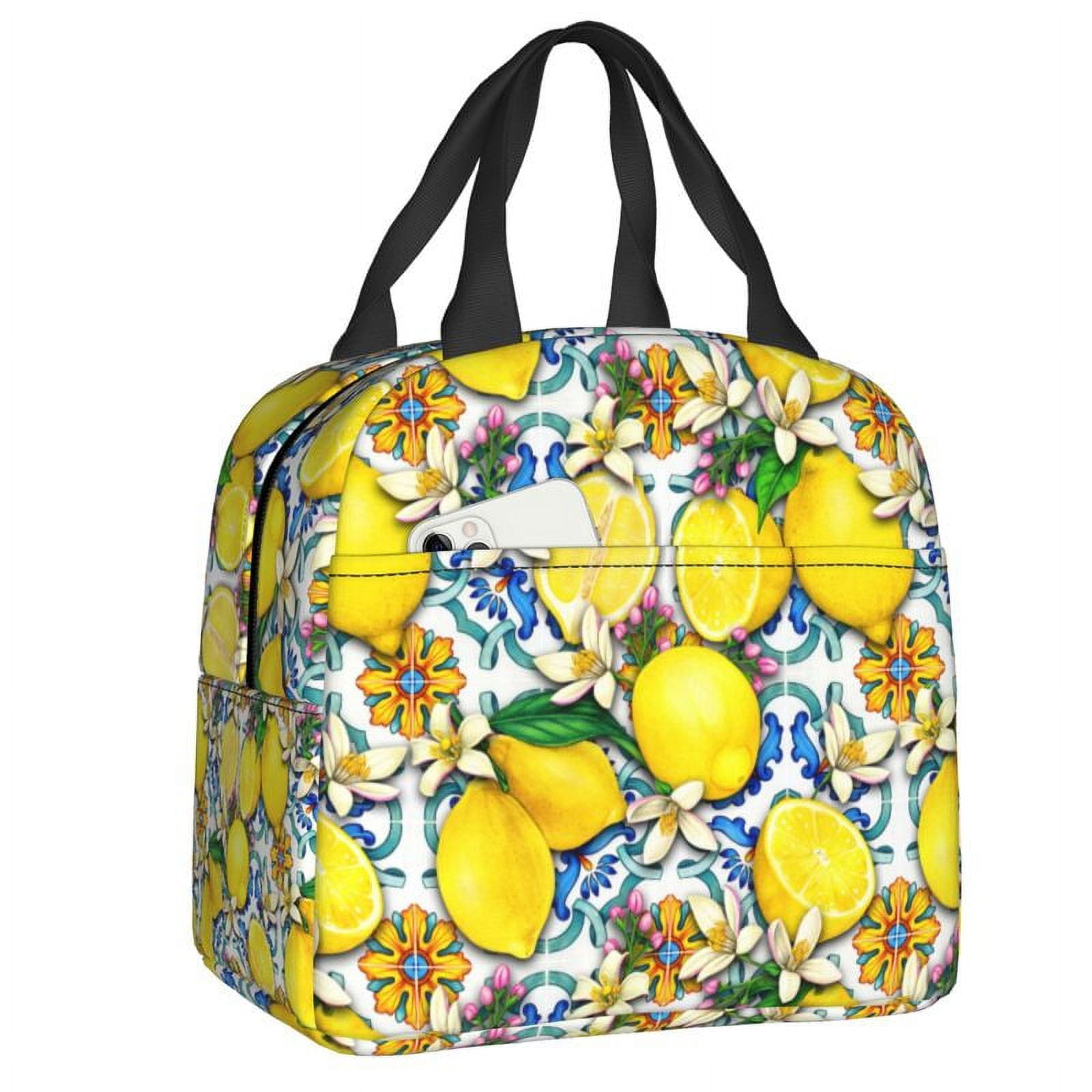 Mediterranean Summer Fruit Lemons Tiles Lunch Bag Portable Cooler ...