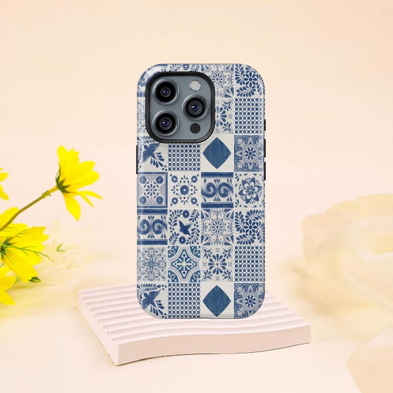 Mediterranean Tile Pattern European Summer Aesthetic Phone Case sun ...