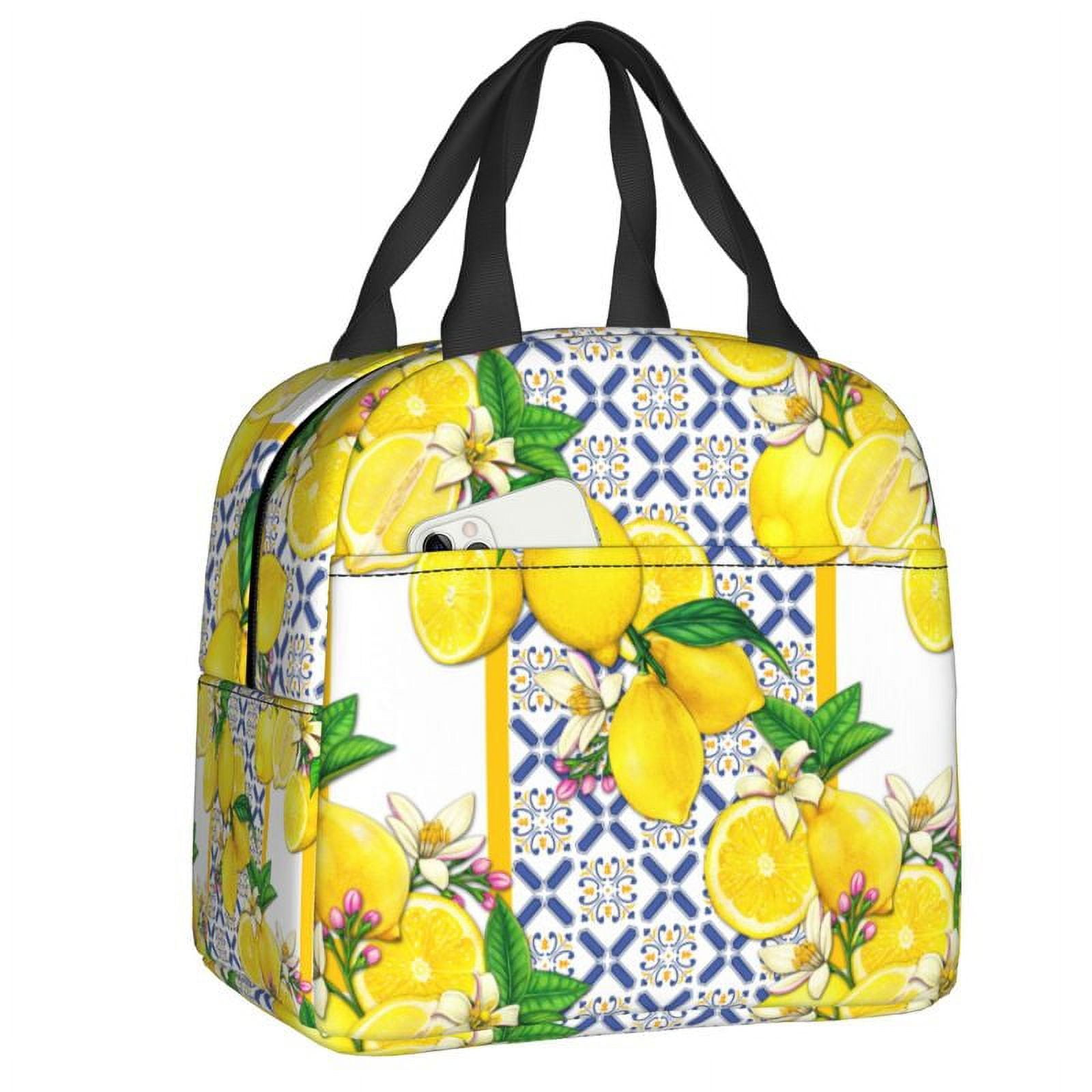 Mediterranean Tiles Fruit Lemons Insulated Lunch Box Portable Thermal ...