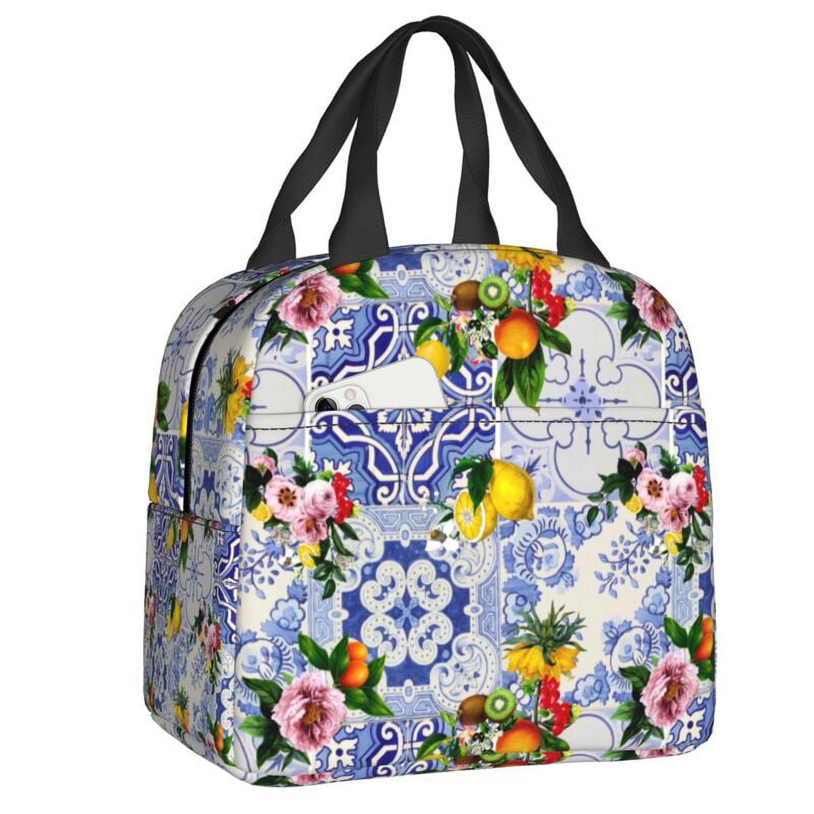 Mediterranean Tiles Oranges Lemon Lunch Box Leakproof Cooler Thermal ...