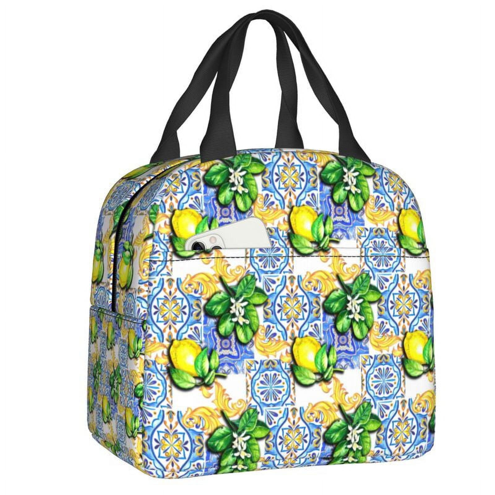 Mediterranean Tiles Summer Fruit Lemons Lunch Bag Leakproof Cooler ...