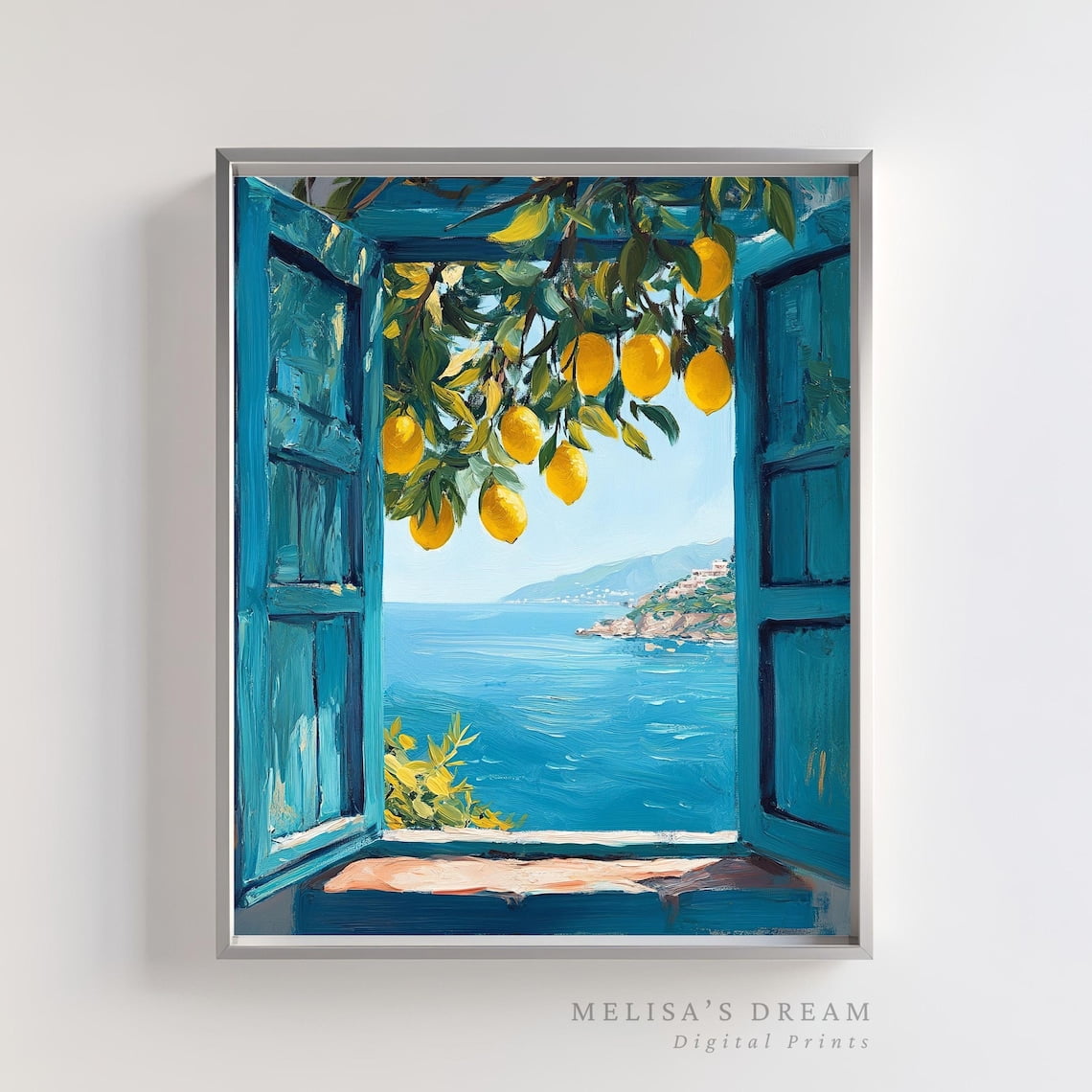 Mediterranean Window View Art – Coastal Lemon Tree Wall Decor – Italian ...