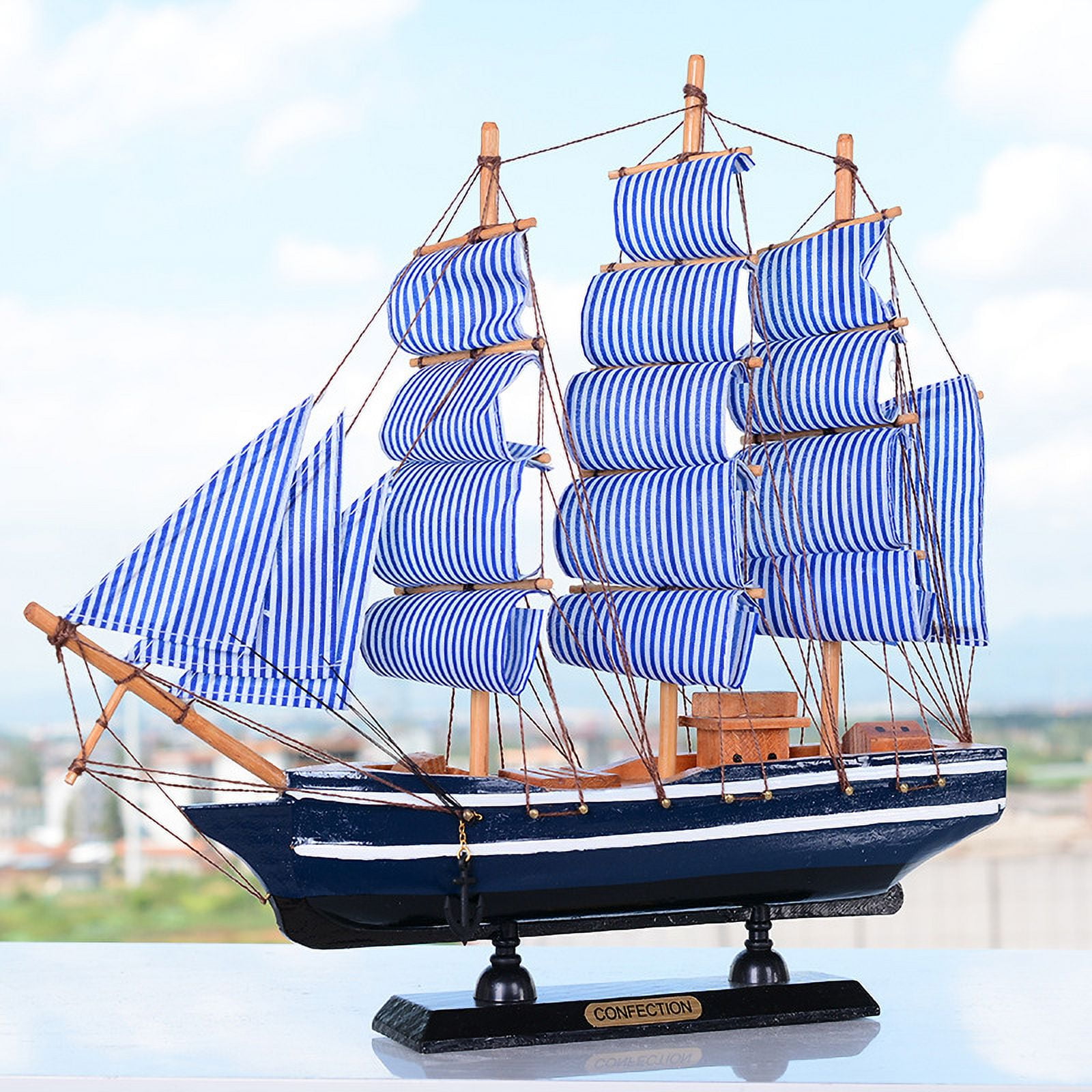 Mediterranean wooden sailboat model creative pirate ship wooden craft ...